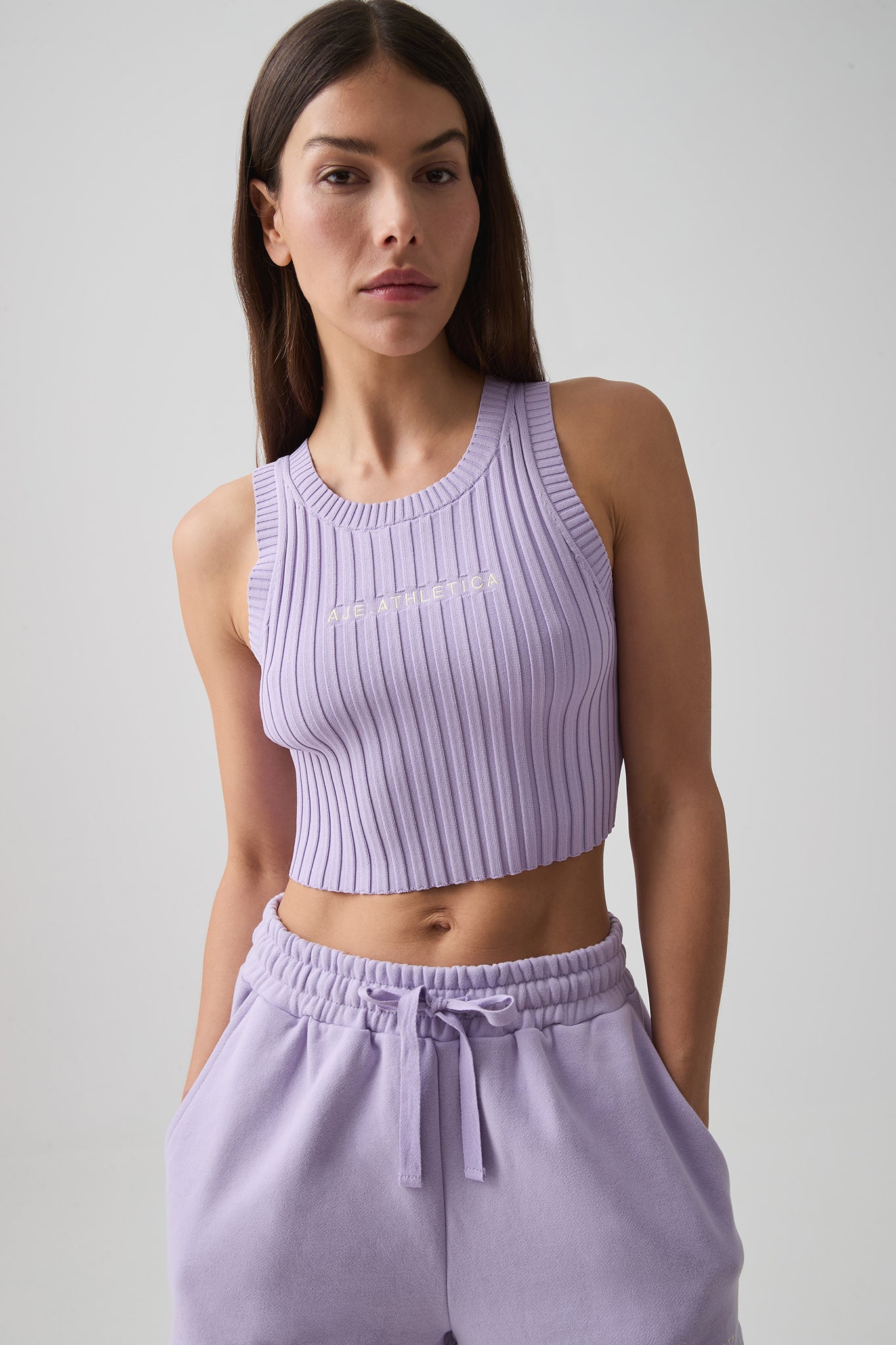 Cropped Knitted Logo Tank 135 | Lilac Rush | AJE ATHLETICA – Aje ROW