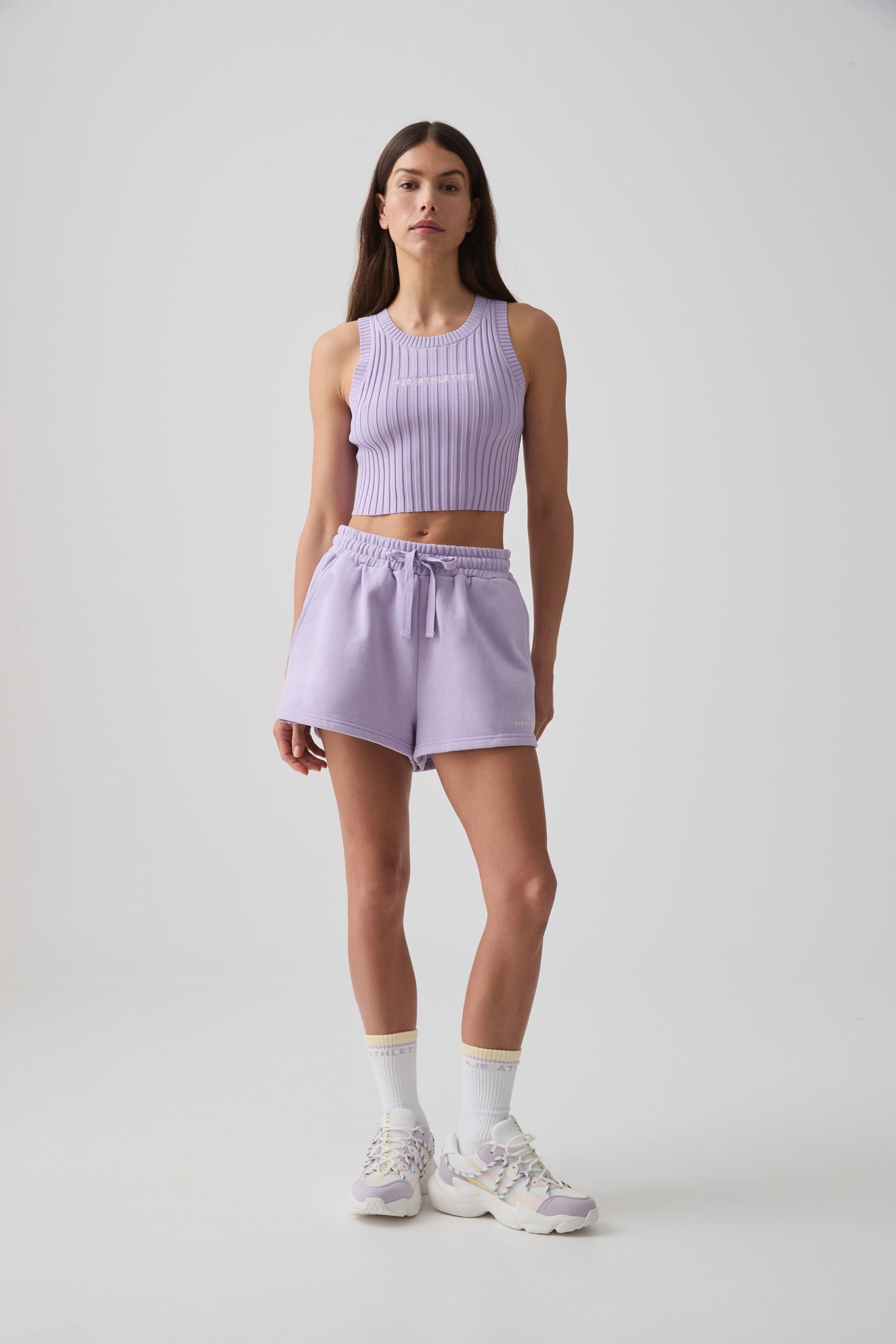 Cropped Knitted Logo Tank 135 | Lilac Rush | AJE ATHLETICA – Aje ROW