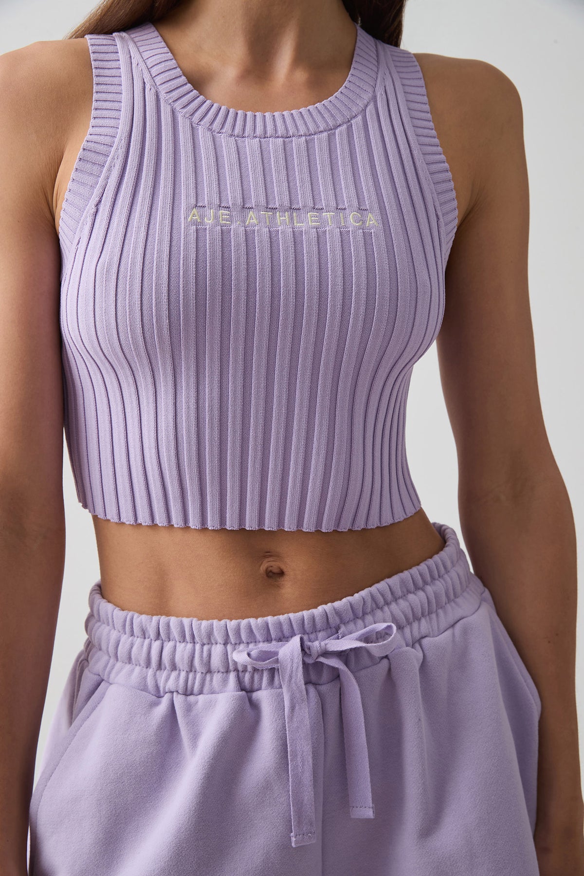 Cropped Knitted Logo Tank 135 | Lilac Rush | AJE ATHLETICA – Aje ROW