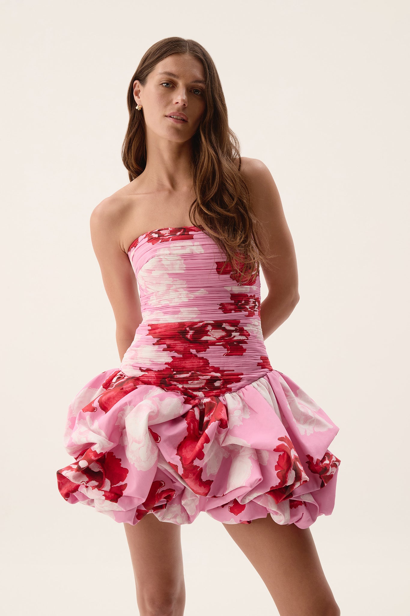 Violette Bubble Hem Mini Dress | Pink Boldly Blooming | Aje – Aje ROW