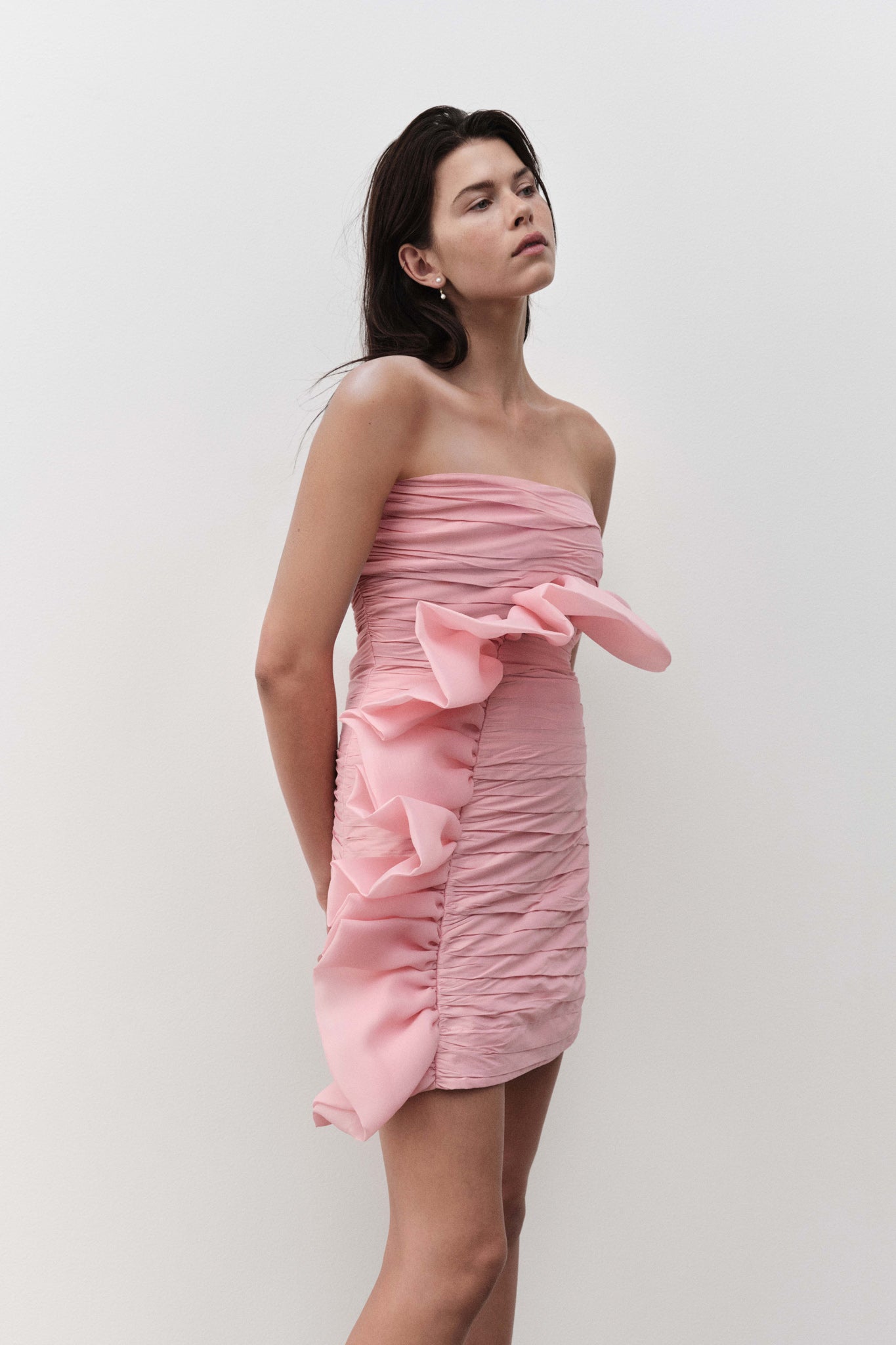 Telma Ruffle Micro Mini Dress | Pink Quartz | Aje – Aje ROW