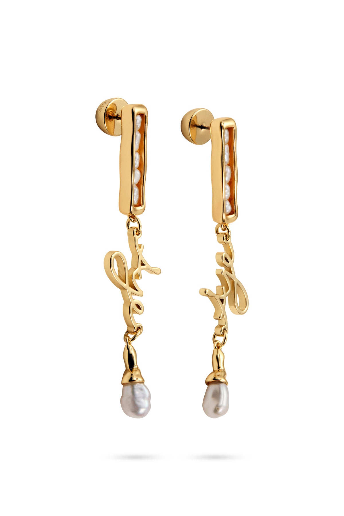 Iria Pearl Drop Logo Stud | Gold & Pearl | Aje – Aje ROW