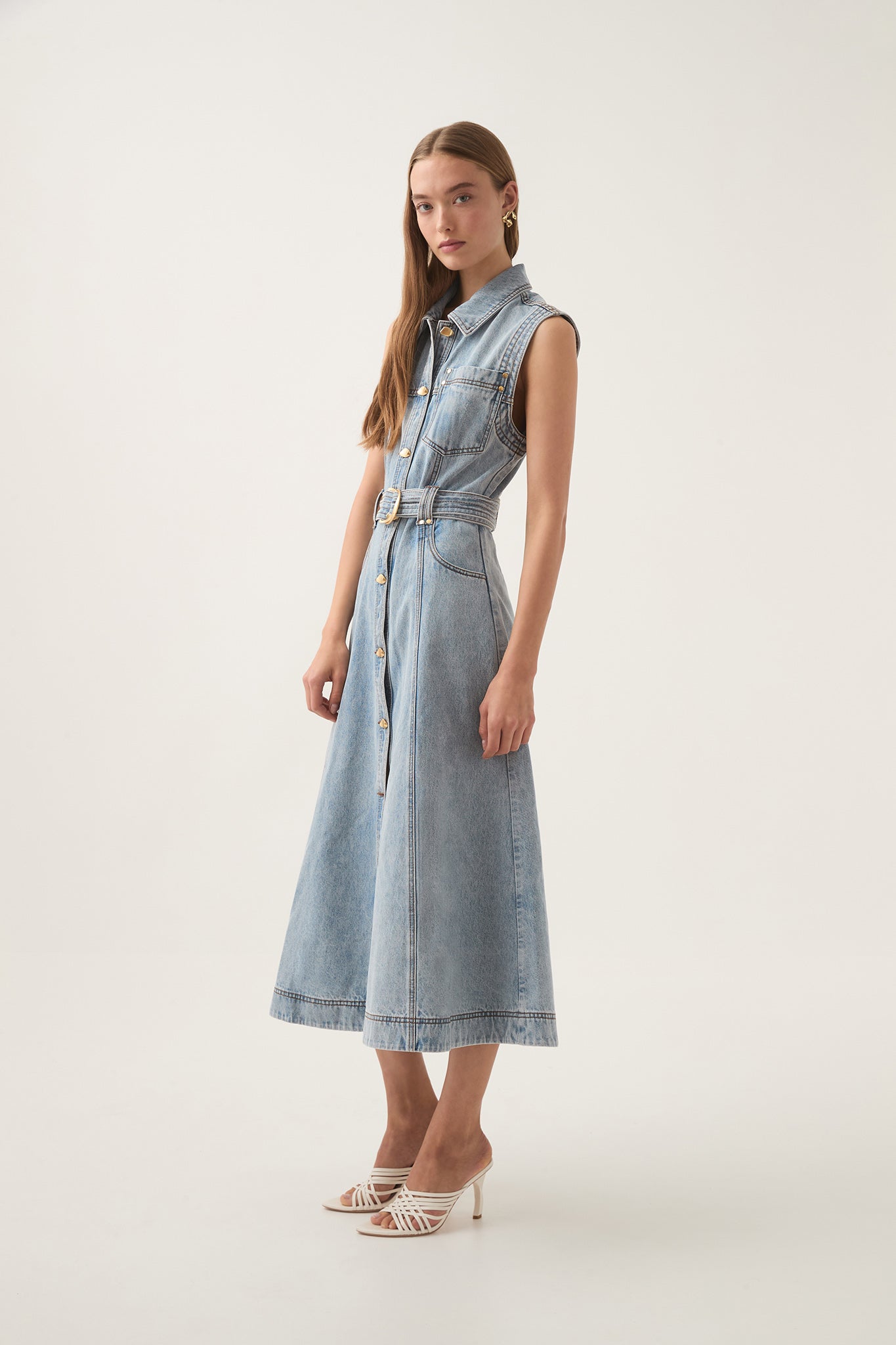Ray Denim Midi Dress | Sea Spray Wash | Aje – Aje ROW