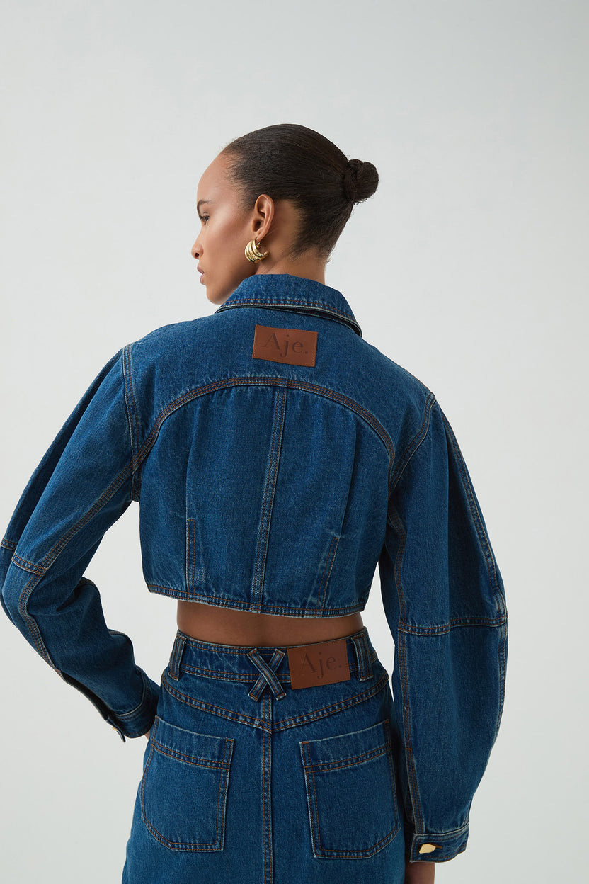 Phoenix Cropped Denim Jacket | Classic Wash | Aje – Aje International