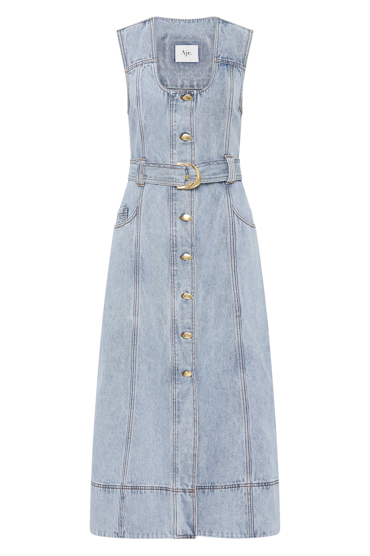 Aura Denim Midi Dress | Sea Spray Wash | Aje – Aje ROW