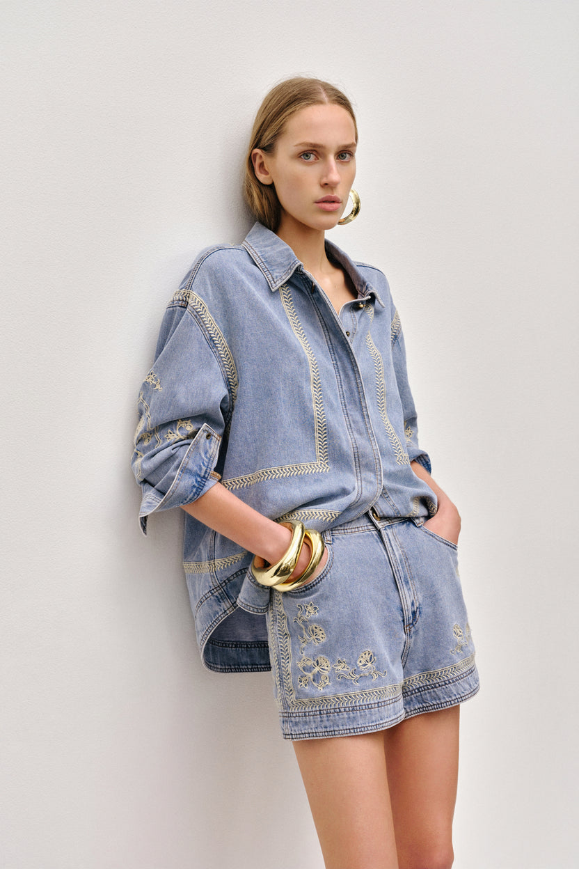 Lotus Denim Short | Light Sky Wash | Aje – Aje ROW