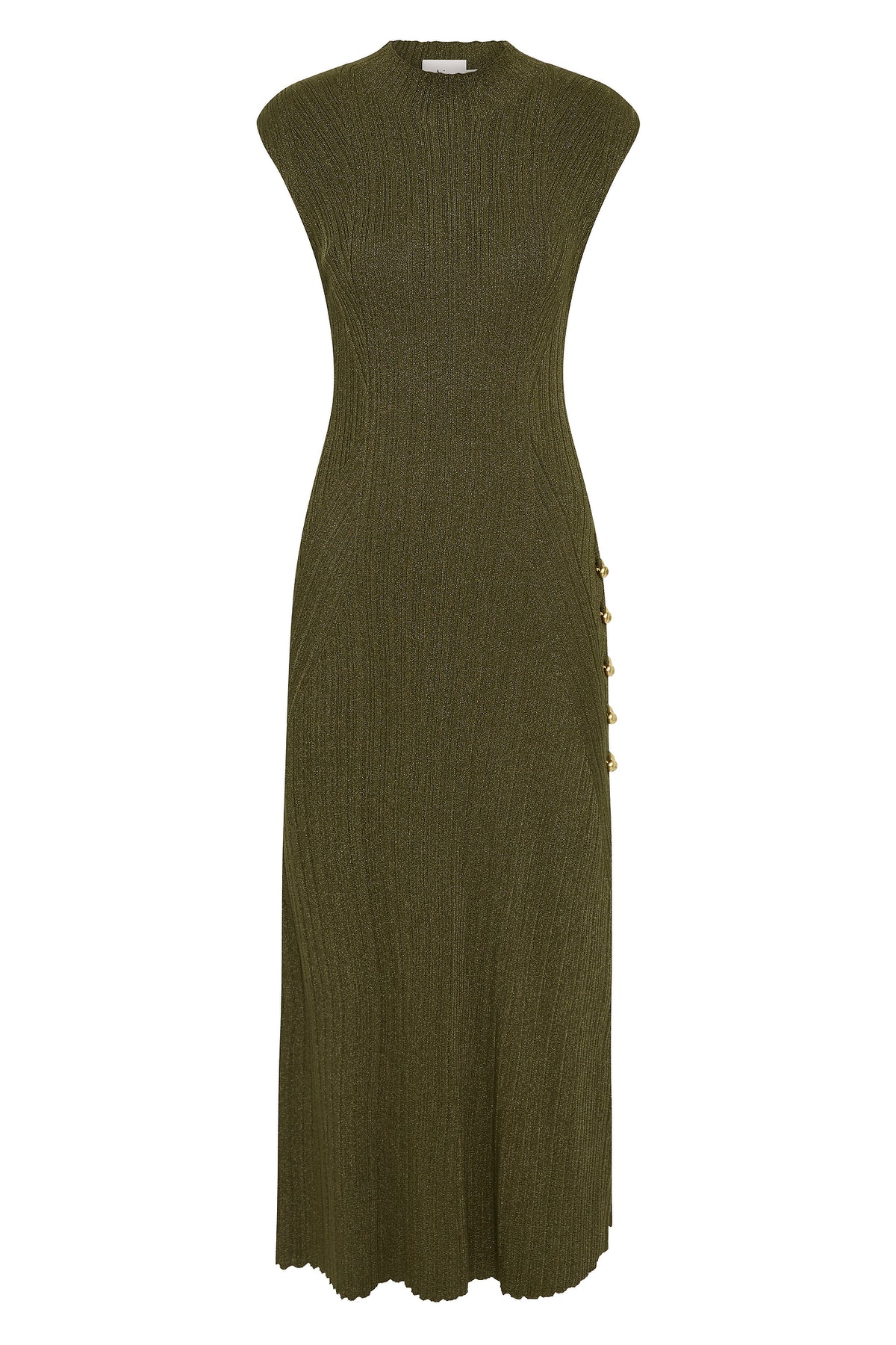 Leandra Knit Midi Dress | Metallic Khaki | Aje – Aje International