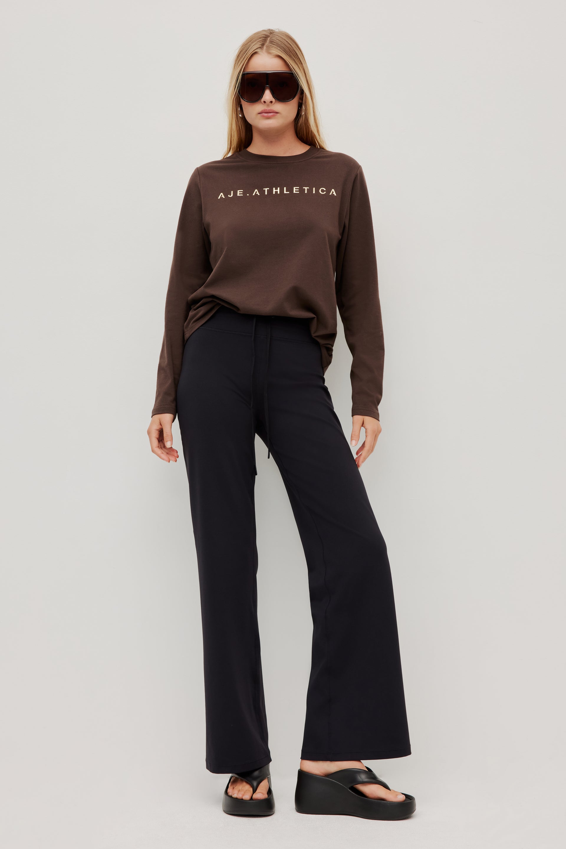 Long Sleeve Logo Tee | Chocolate | Aje Athletica – Aje International