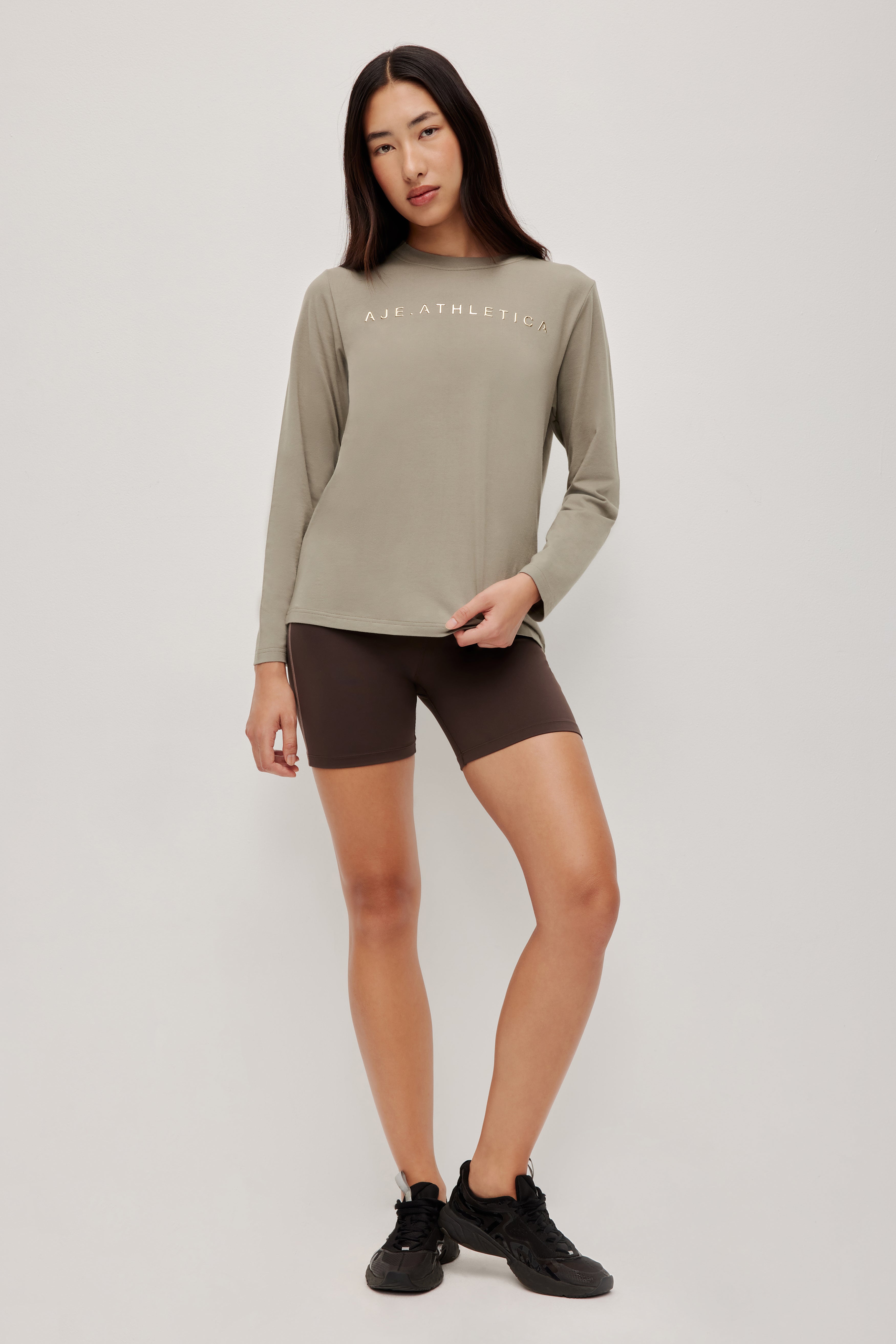 Long Sleeve Logo Tee | Khaki Flow | Aje Athletica – Aje International
