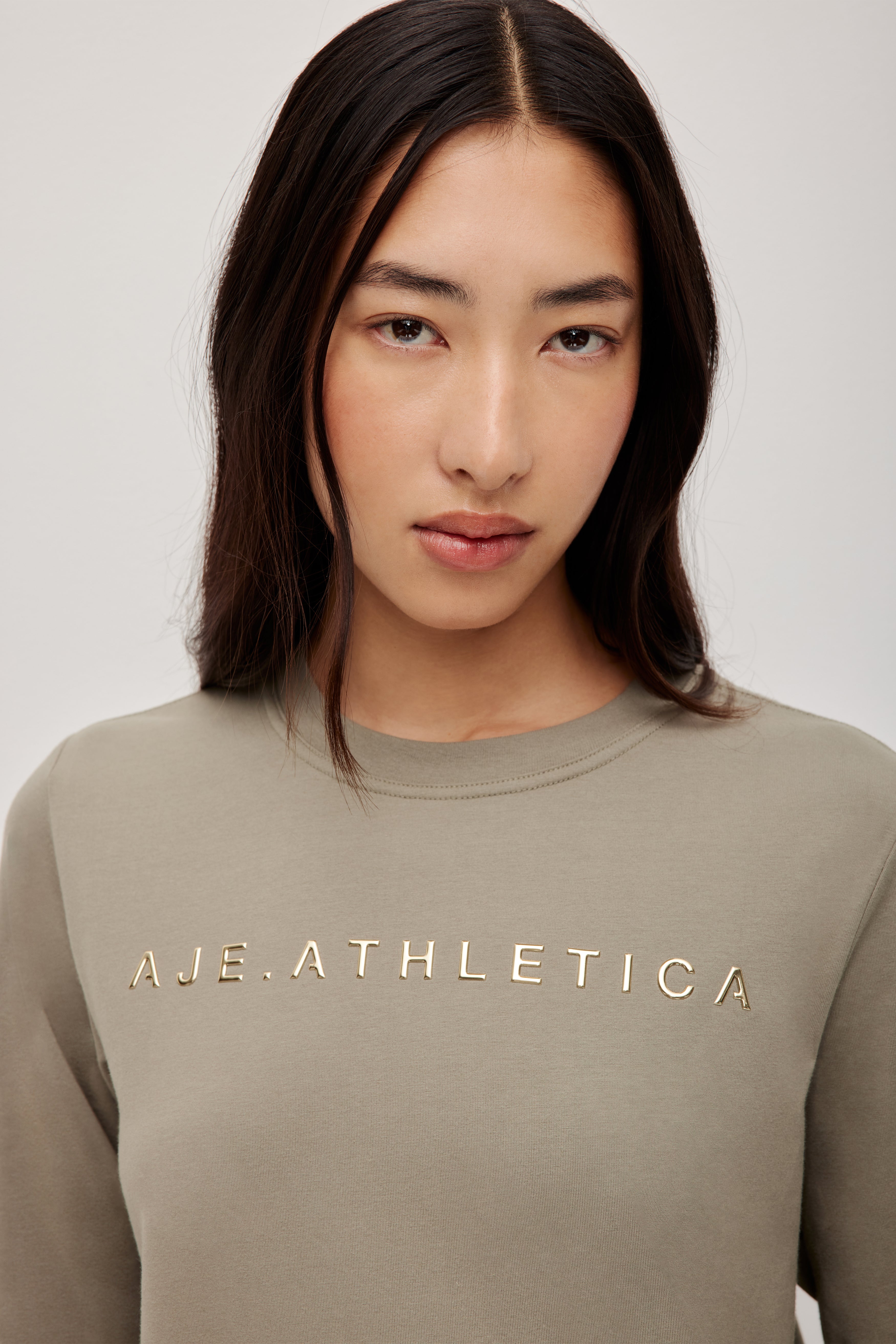 Long Sleeve Logo Tee | Khaki Flow | Aje Athletica – Aje International