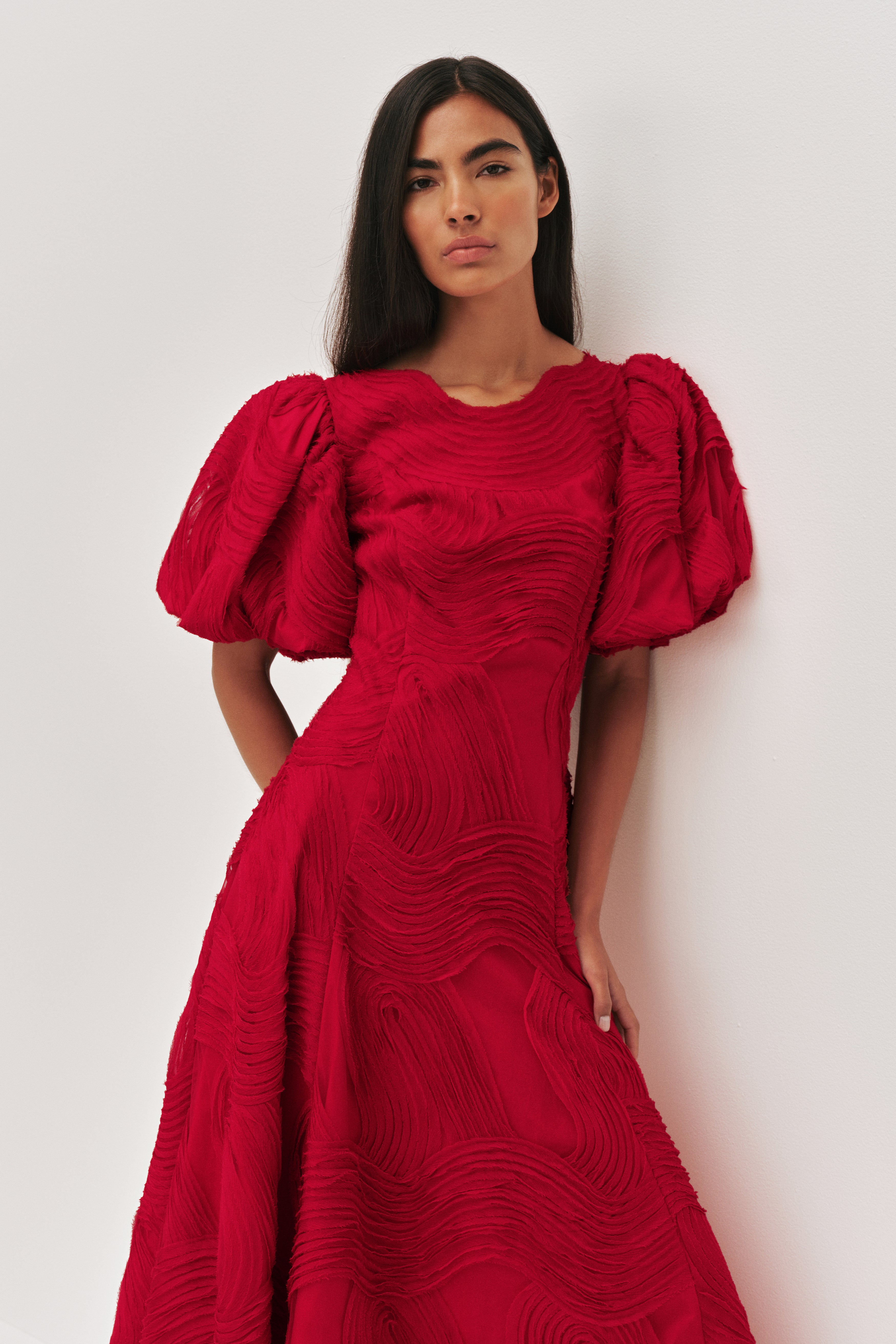 Wave Midi Dress | Scarlet Red | Aje – Aje ROW