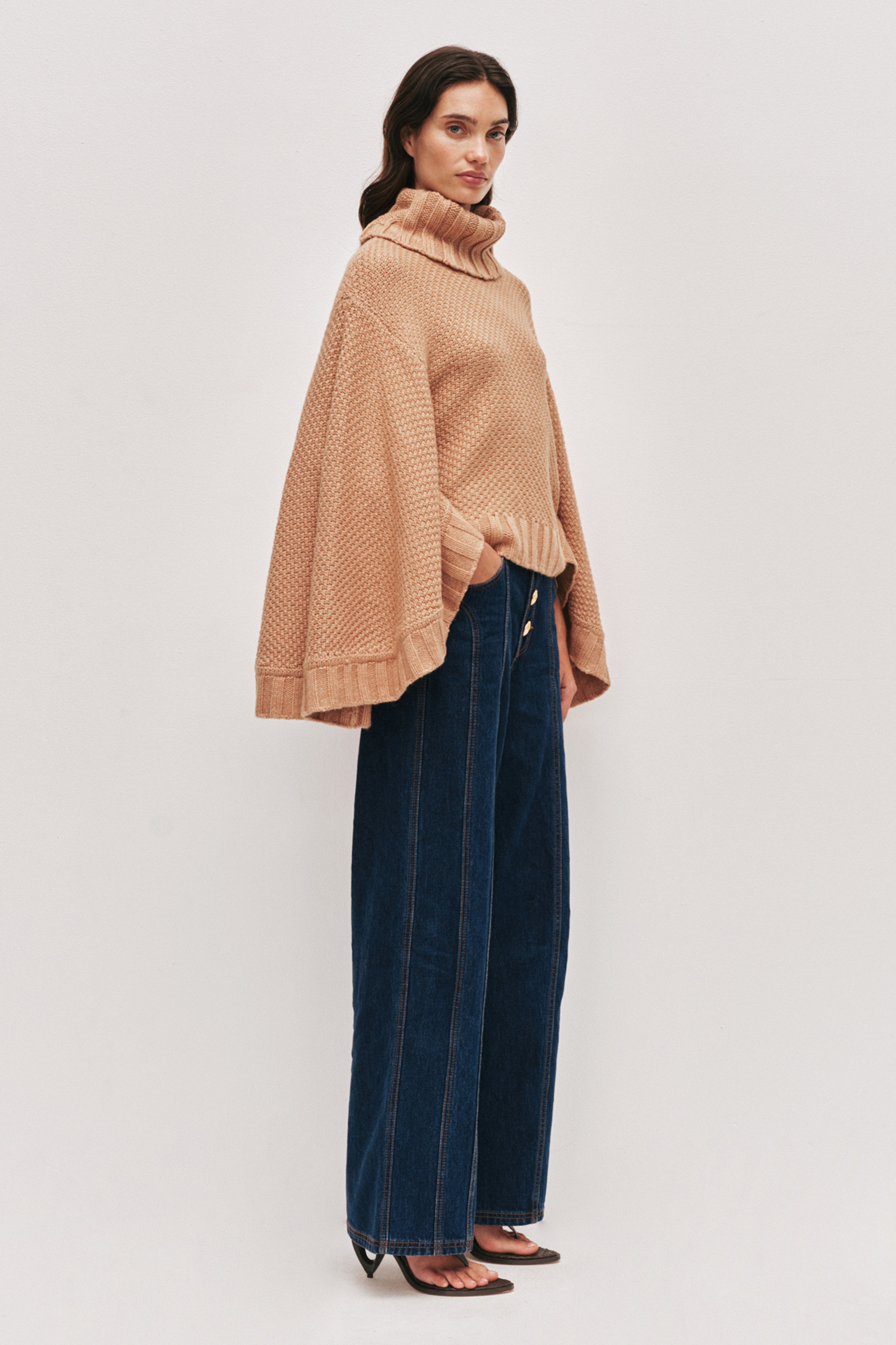 Mirila Cape Knit Top | Camel | Aje – Aje International