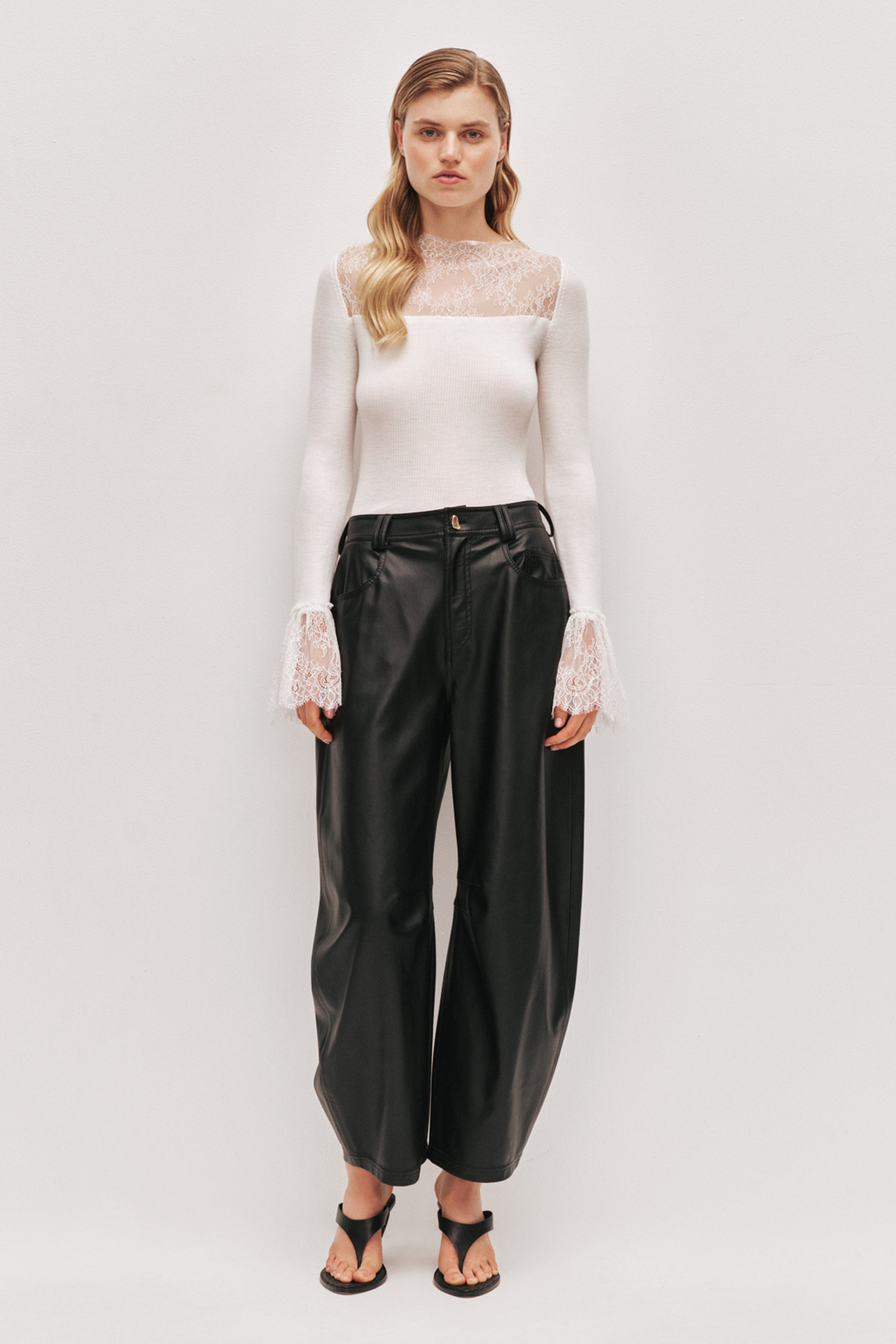 Genna Lace Knit Top | Ivory | Aje – Aje International