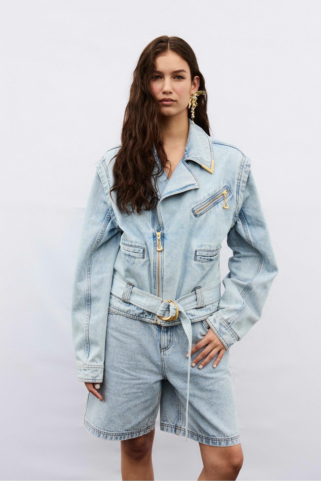 Amara Hardware Denim Jacket | Light Wash Blue | Aje – Aje ROW